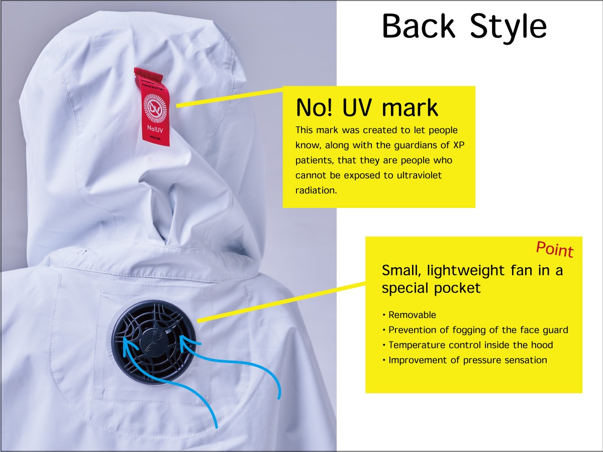 ファン付きUV防護服 光線過敏症の方のための完全遮蔽ファン付きUV防護ケープ